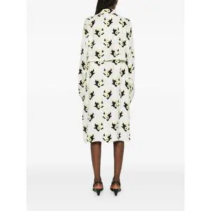 Fendi Floral Silk Shirt Dress - Cream
