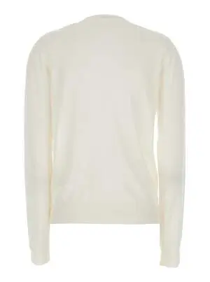 P.a.r.o.s.h Long Sleeve V-neck Sweater In White Wool And Silk Blend For - Multicolor