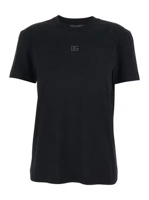 Dolce & Gabbana Cotton T-shirt With Logo Embroidery And Beads - Multicolor