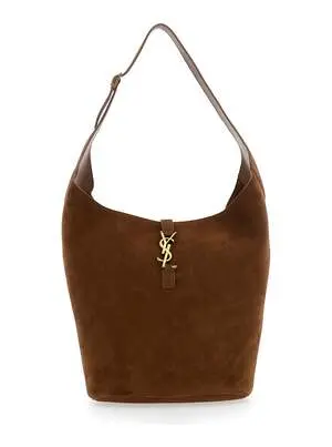 Saint Laurent Le 5 À 7' Brown Shoulder Bag With Hook Closure With Cassandre In Soft Leather - Multicolor
