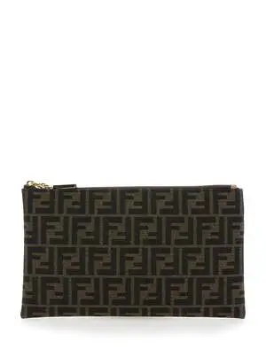Fendi Flat Clutch 'medium Baguette' In Jacquard Ff Fabric Brown - Multicolor