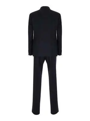 Tagliatore Black Single-breasted Suit With Logo Pin - Multicolor