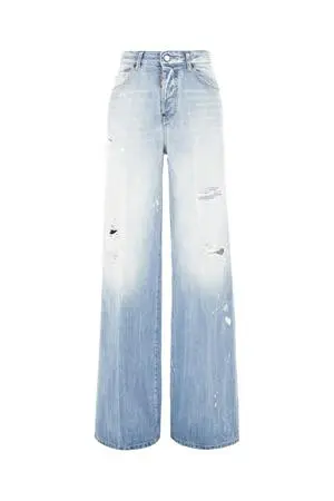 Dsquared2 Distressed Wide Leg Denim Jeans