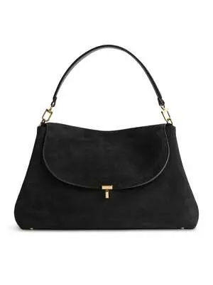 TOTEME T-lock Suede Bag - Black