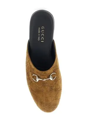Gucci Suede Gg Motif Horsebit Mule - Multicolor