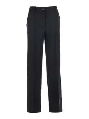 P.a.r.o.s.h Pants With Belt Loops In Wool Blend - Black