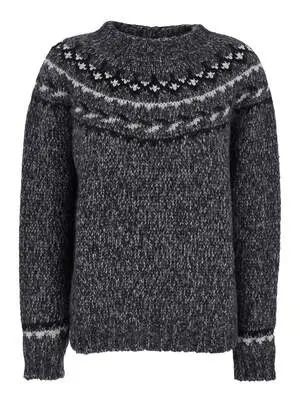 P.a.r.o.s.h Grey Crewneck Sweater In Wool Blend - Multicolor