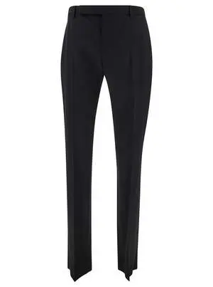Saint Laurent Black Tailored Pants With Front Pinces In Wool - Multicolor