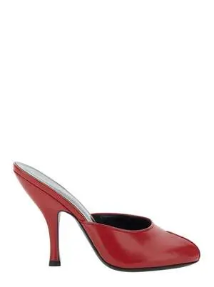 JUDE Date' Red Heel Sandals With Cut-out Toe In Leather - Multicolor