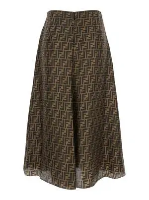 Fendi Ff Motif Silk Midi Skirt - Multicolor