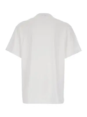Alexander McQueen White Crewneck T-shirt With Logo Lettering On The Front In Cotton - Multicolor