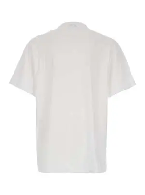 Alexander McQueen White Crewneck T-shirt With Logo Lettering On The Front In Cotton - Multicolor