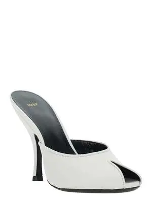 JUDE Date' White Heeled Sandals With Cut-out Toe In Leather - Multicolor
