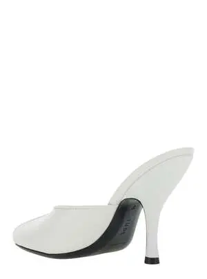JUDE Date' White Heeled Sandals With Cut-out Toe In Leather - Multicolor