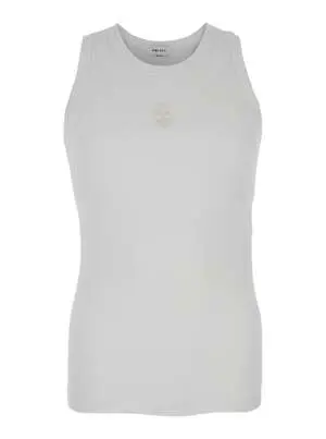 Alexander McQueen White Top With Upside Down Skull Embroidery On The Front In Cotton Jersey - Multicolor