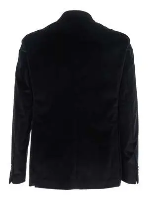 Tagliatore Black Single-breasted Jacket With Notched Revers In Velvet - Multicolor
