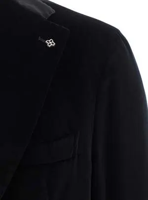 Tagliatore Black Single-breasted Jacket With Notched Revers In Velvet - Multicolor
