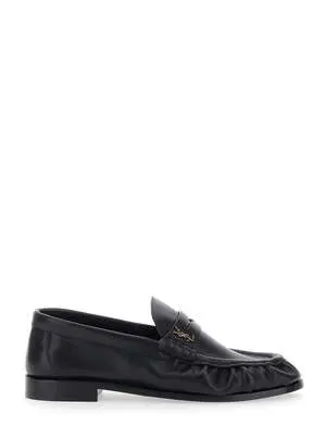 Saint Laurent Le Loafer' Loafers With Rounded Toe And Cassandre Plate In Leather For - Black