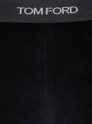 TOM FORD Leggings With Elasticized Waist And Velvet Logo Lettering Black - Multicolor