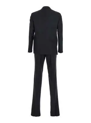 Tagliatore Black Single-breasted Suit With Peak Revers In Wool Stretch - Multicolor