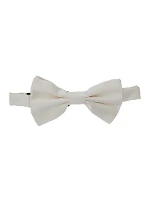 Dolce & Gabbana White Bowtie With Rear Hook Closure In Silk - Multicolor