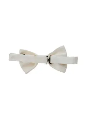 Dolce & Gabbana White Bowtie With Rear Hook Closure In Silk - Multicolor