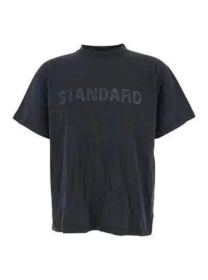 Balenciaga Black Crewneck T-shirt With Logo Print On The Front In Cotton - Multicolor
