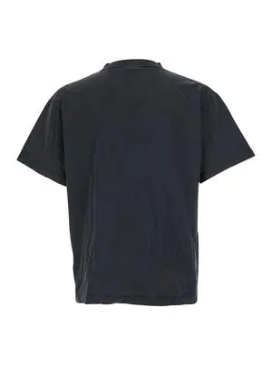 Balenciaga Black Crewneck T-shirt With Logo Print On The Front In Cotton - Multicolor