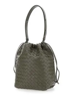 Bottega Veneta Intrecciato Leather Drawstring Shoulder Bag - Green