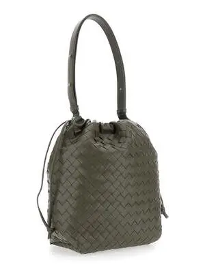Bottega Veneta Intrecciato Leather Drawstring Shoulder Bag - Green