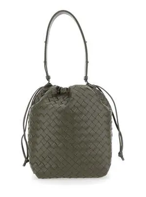 Bottega Veneta Intrecciato Leather Drawstring Shoulder Bag - Green