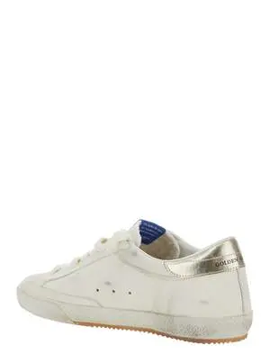 GOLDEN GOOSE Superstar' White Low Sneakers Vintage Effect With Gray Pull-tab In Leather