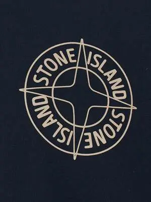 Stone Island Black Crewneck Sweatshirt With Logo Detail On The Front And Maxi Logo On The Rear In Cotton - Multicolor