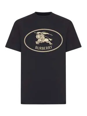 Burberry Cotton T-shirt With Front Logo - Black
