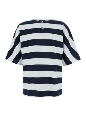Jacquemus Le T-shirt Mariniere' Blue T-shirt With All-over Striped Motif And Logo Lettering On The Back In Cotton For - Multicolor