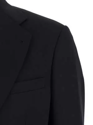 Giorgio Armani Black Single-breasted Suit With Notched Revers In Wool