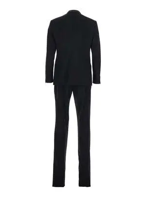 Giorgio Armani Black Single-breasted Suit With Notched Revers In Wool - Multicolor