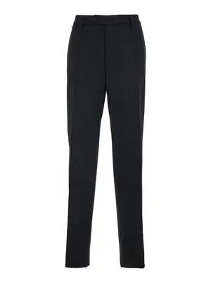 GOLDEN GOOSE Black Wool And Satin Trousers With Button Closure And Star Logo Detail On The Back For - Multicolor
