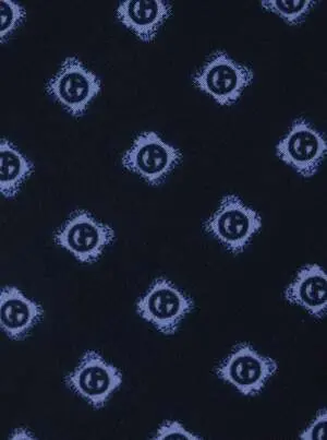 Giorgio Armani Blue Silk Tie With All-over Logo Print - Multicolor