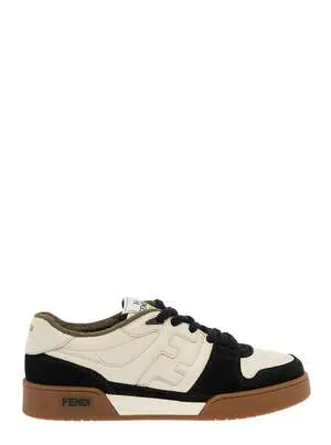 Fendi Black Low Top Sneakers With Raised Logo In Suede For - Multicolor