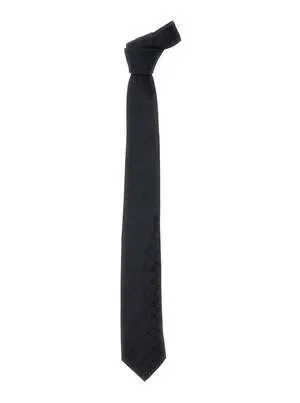 Giorgio Armani Blacktie With All-over Tonal Logo In Silk - Black