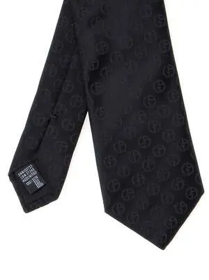 Giorgio Armani Blacktie With All-over Tonal Logo In Silk - Black