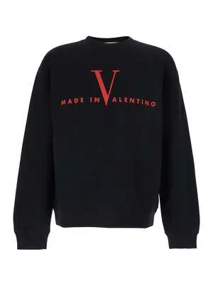 Valentino Garavani Sweatshirt With Logo Print On The Front And Dropped Shoulders In Black Cotton For - Multicolor