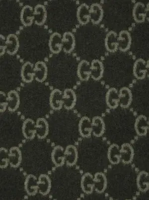 Gucci Scarf With Fringed Hem And Gg Motif Jacquard In Cashmere - Green