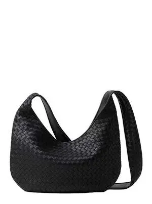 Bottega Veneta Bottega Shoulder Bag With Top Zip Closure And Leather Intreccio Motif For - Black