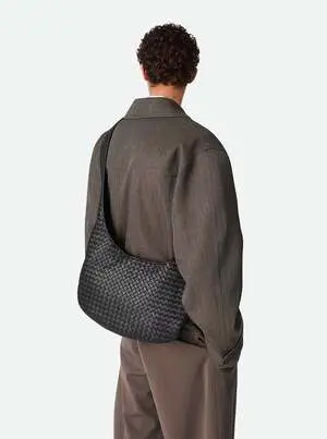Bottega Veneta Bottega Shoulder Bag With Top Zip Closure And Leather Intreccio Motif For - Black