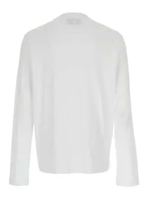 AMI Paris White Long-sleeve T-shirt With Logo On The Front In Cotton - Multicolor
