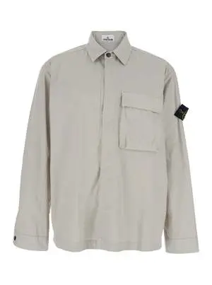 Stone Island Gray Jacket With Classic Collar And Logo Patch On Sleeve For - Multicolor