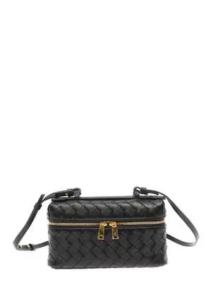 Bottega Veneta Crossbody Bag With Adjustable And Removable Strap And Intreccio Motif All-over In Leather For - Black