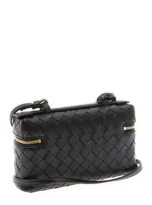 Bottega Veneta Intreccio Motif Leather Crossbody Bag - Black